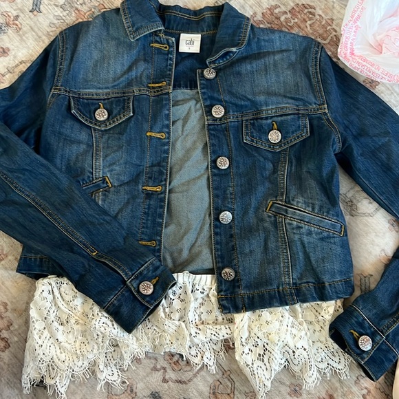 CAbi | Jackets & Coats | Cabi Denim Jacket With Optional Lace Fringe ...